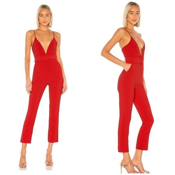 NBD | Pants & Jumpsuits | 27 Revolve X Nbd Low Cut Red Tank Midi Length ...